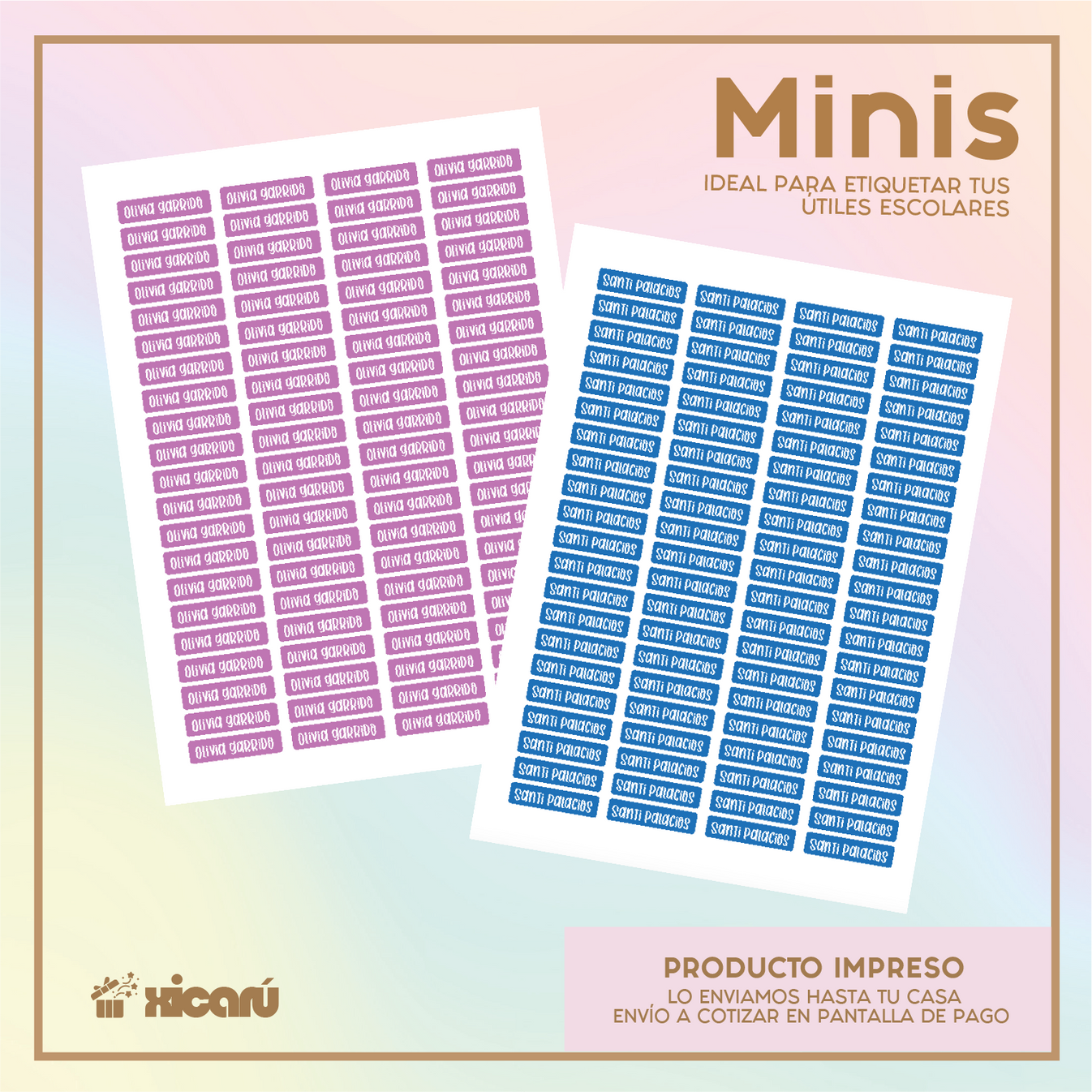 Sticker Mini a Color: 4x1 (76 piezas) – xicarupersonaliza