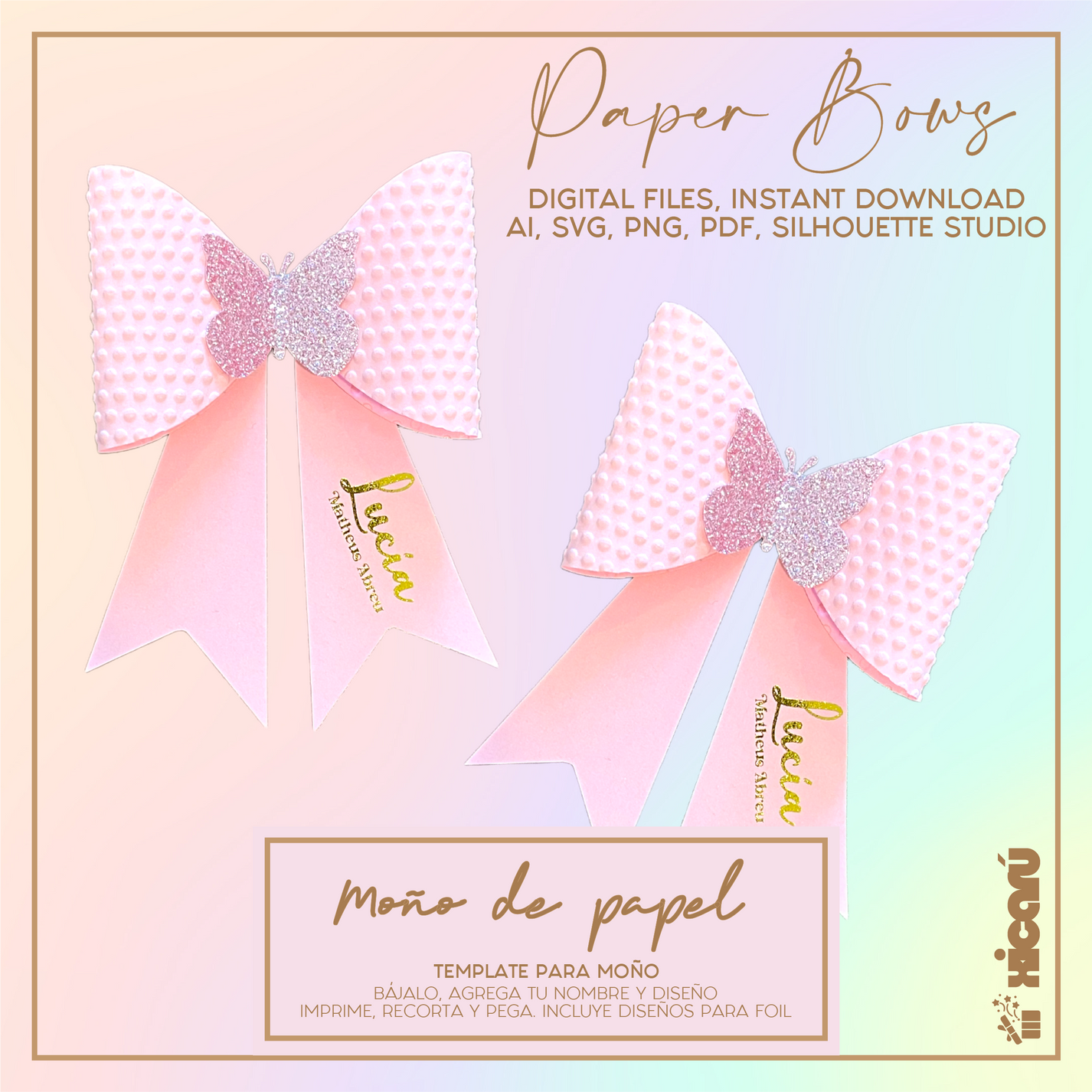 Template: Moño de papel para regalo, Paper Bow Template – xicarupersonaliza